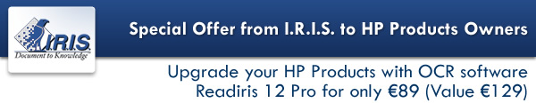 Special Offer from I.R.I.S. to HP products owners. Upgrade your HP ...